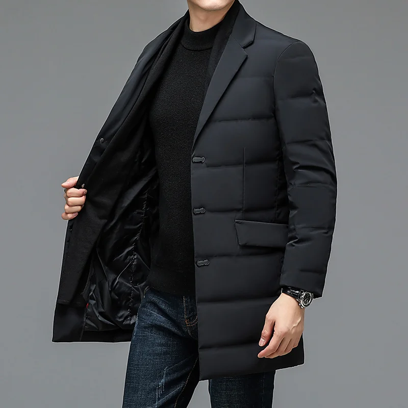 Stylish and Practical: Men's Mid-Length Down Jacket with Detachable ...