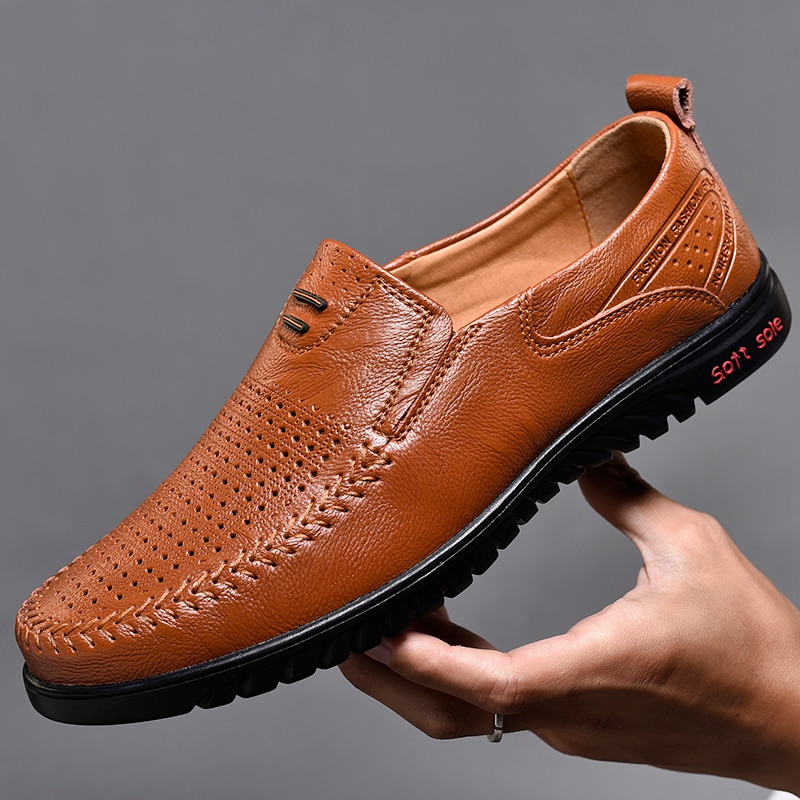 Arkget Shoes | Men's Leather Breathable Soft Flat Loafers Driving Shoes