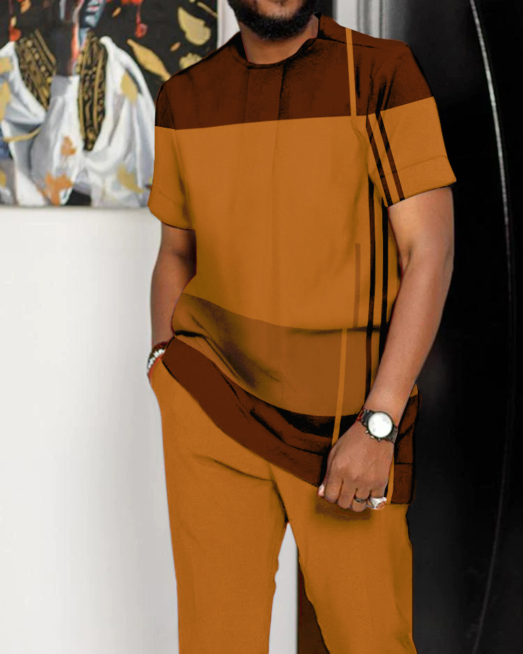 Suitmen Men's Colorblock Short Sleeve Walking Suit 3 Colors - 514