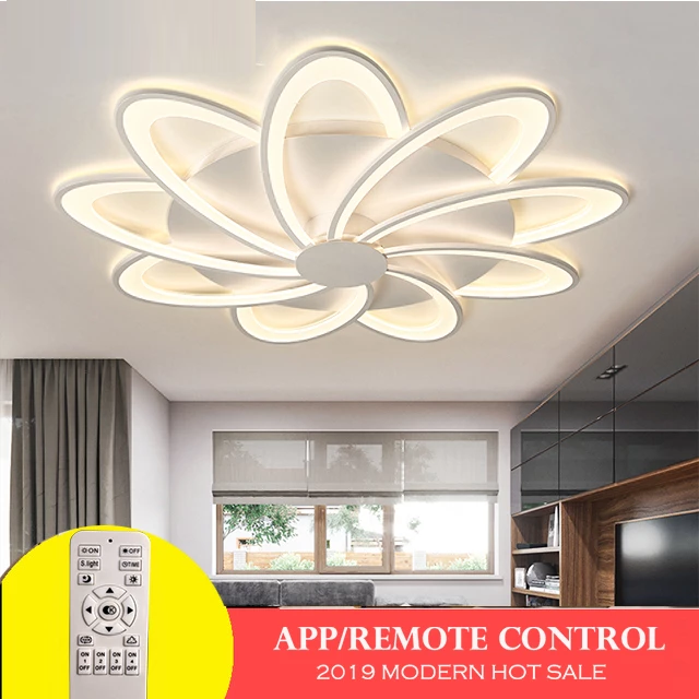 White Finished Modern LED Ceiling Lights For Living Room Bedroom ...