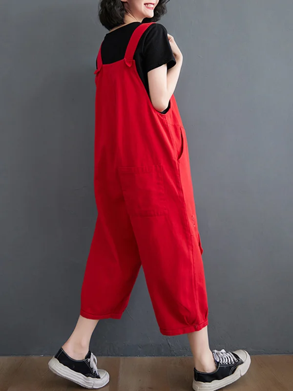 Charming Cartoon-Printed Puff Denim Overalls for a Playful Look