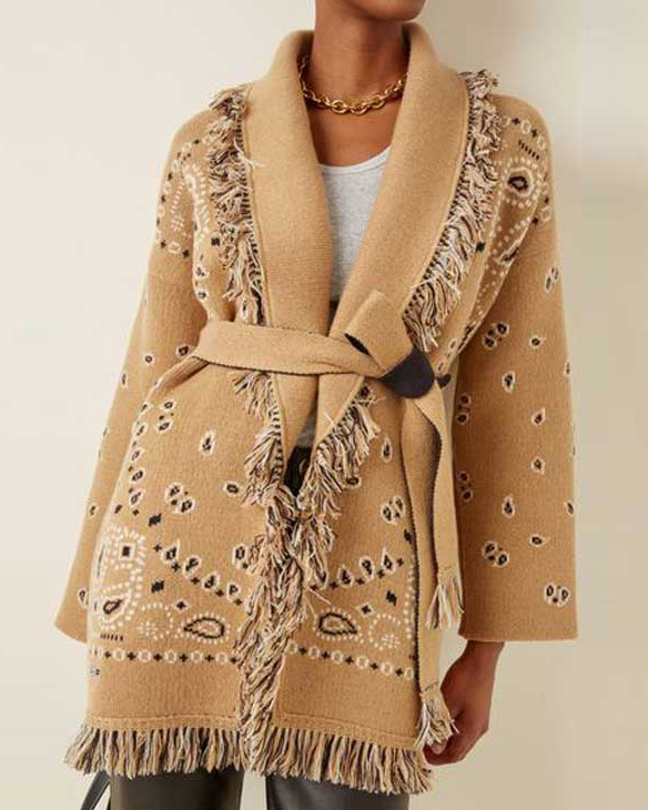 Khaki white cardigan jacket