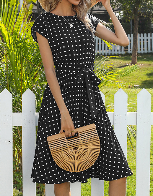 polka dot pleated dress For Elderly Women & Senior Ladies ...