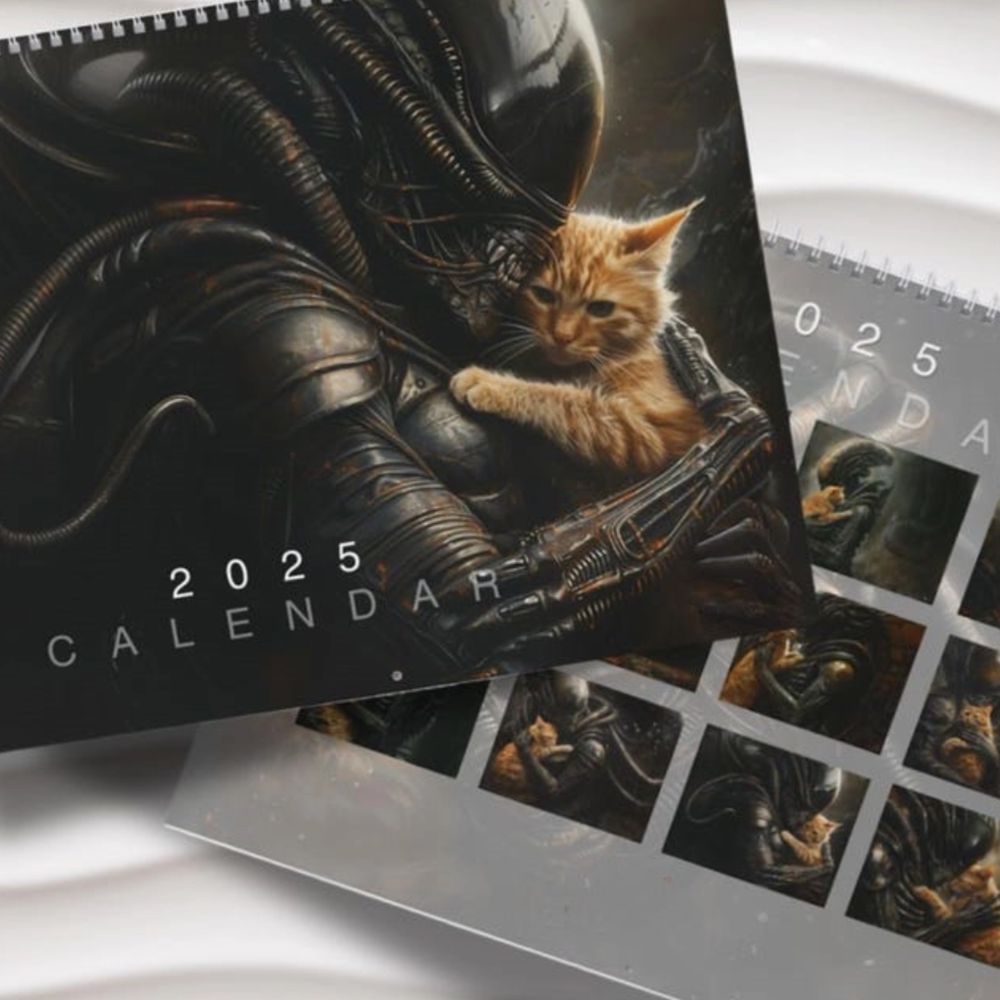 Xenomorph Alien Jonesy Cat 2025 Wall Calendar