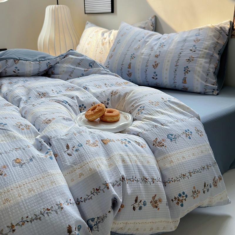 YICKYUE - Korean Flowers Bedding Comforter Set with Pillowcase bed sheet Single Full Size Bed ...