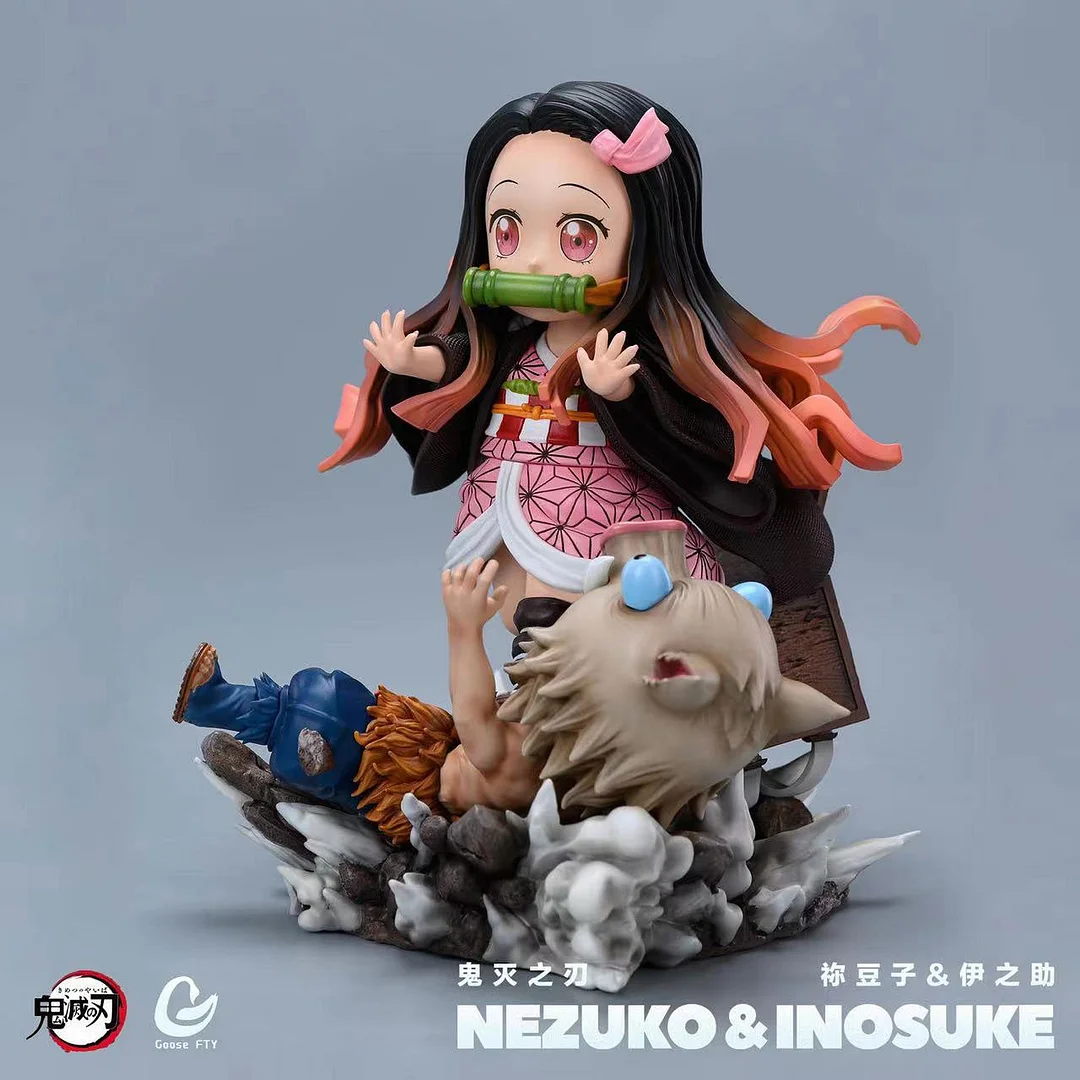 Chibi Version Kamado Nezuko & Hashibira Inosuke - Demon Slayer ...