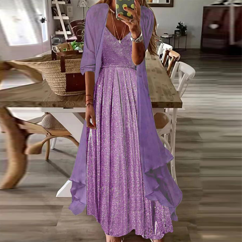 Solid Color 2 Piece Dress For Women