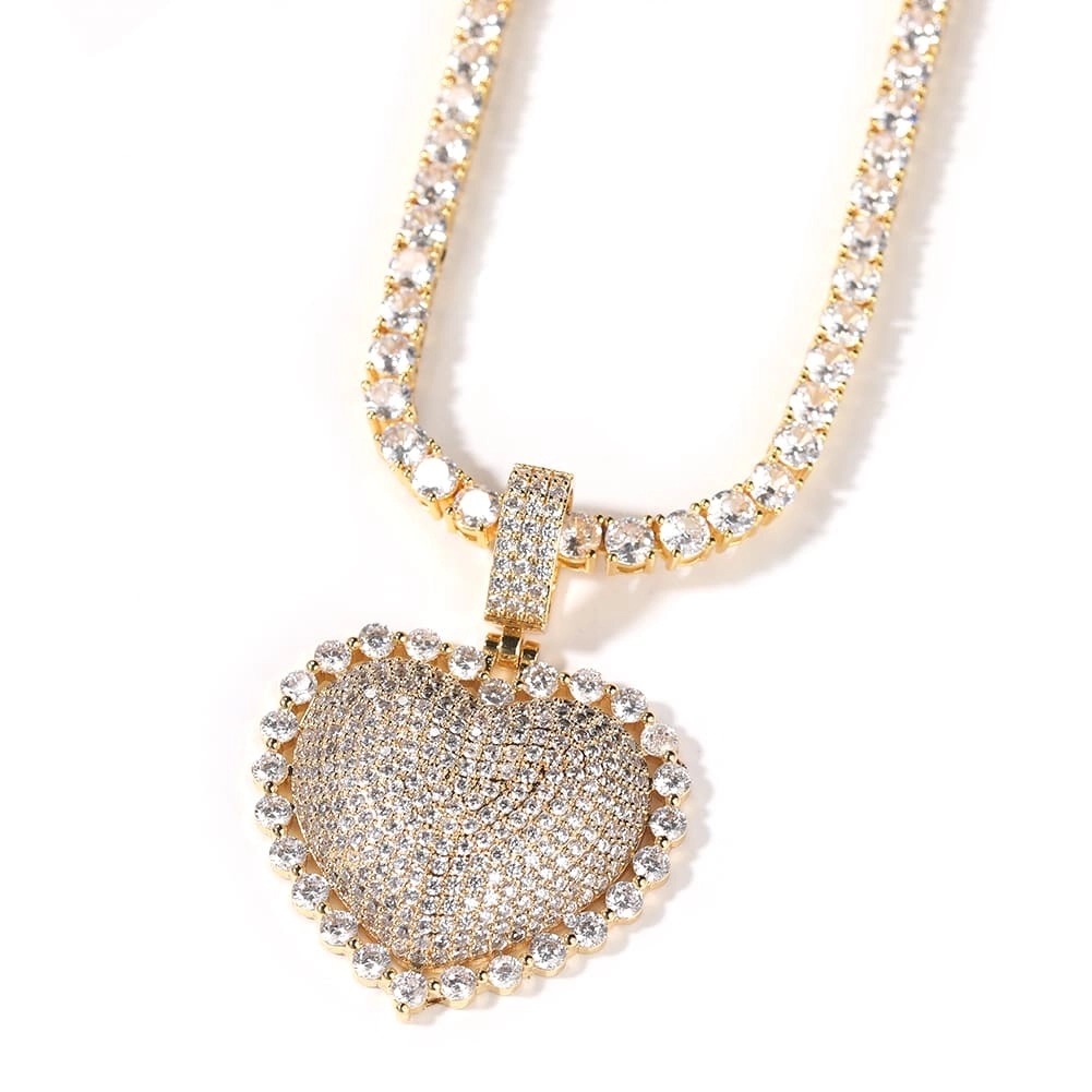 Iced Heart Pendants Hip Hop Bling Bling Necklaces For Women