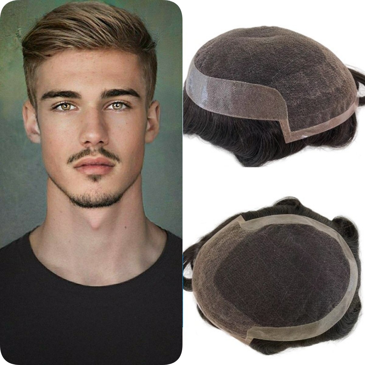 Mens Toupee OCT Swiss HD Lace Top Front Thin Skin Sides Back Hair