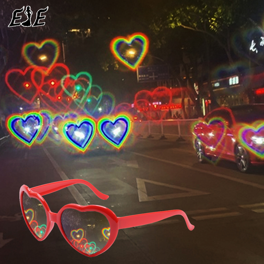 2024 Large Frame Heart Sunglasses Love Special Effects Glasses Heart ...