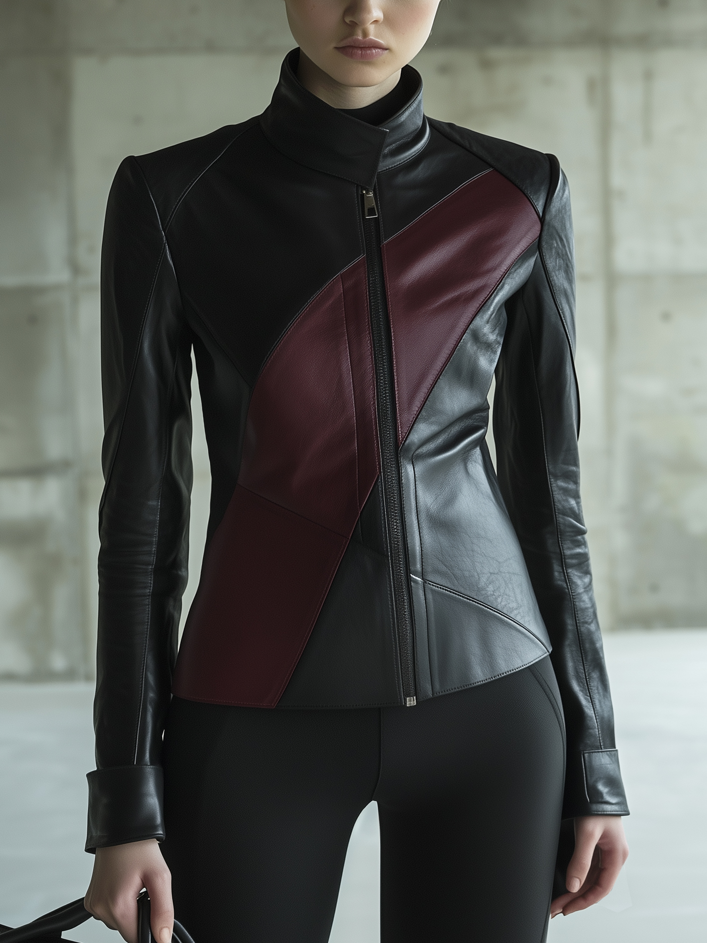 Vintage Colorblock Leather Jacket