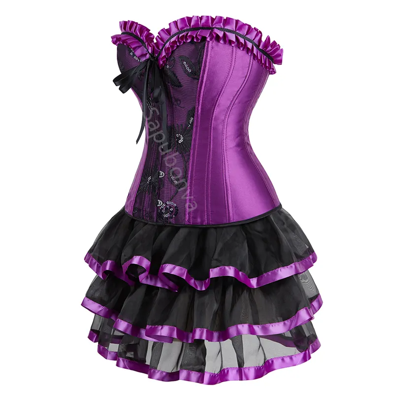 Uaang Corset Dress Sexy Corsets Overbust Bustier Tutu Skirt Party ...