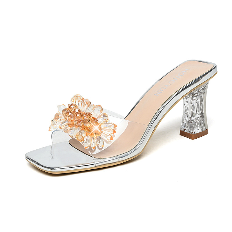 Churchf Transparent Slippers Female Crystal Slippers With Thick Heels ...