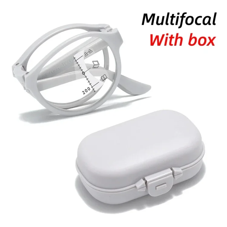 Portable Folding Anti-Blue Light Multifocal Bifocal Reading Glasses With Case Men Women Near Far ...