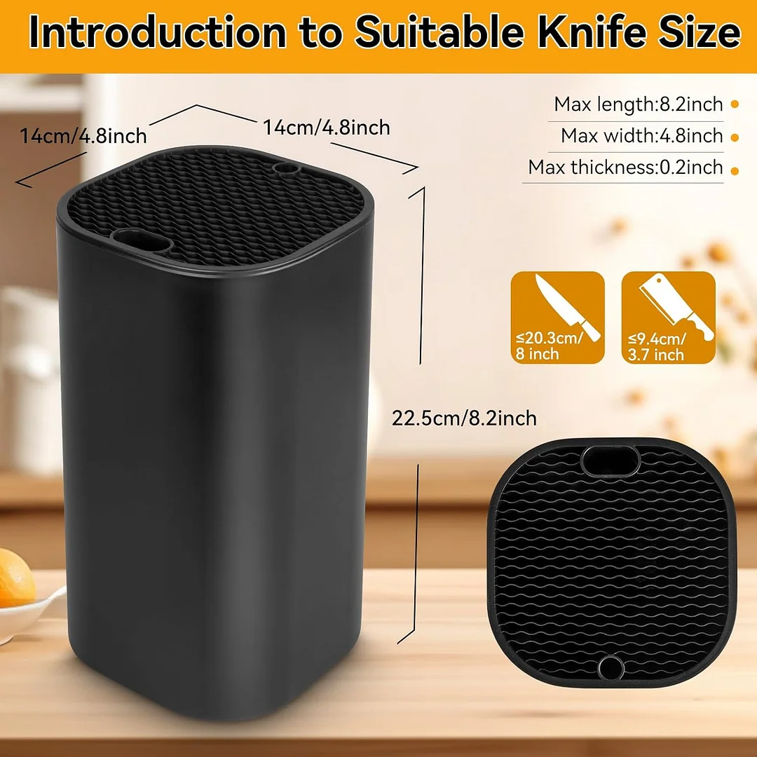 Ninonly Knife Block Without Knives 2 in 1 Universal Square Knife Block ...