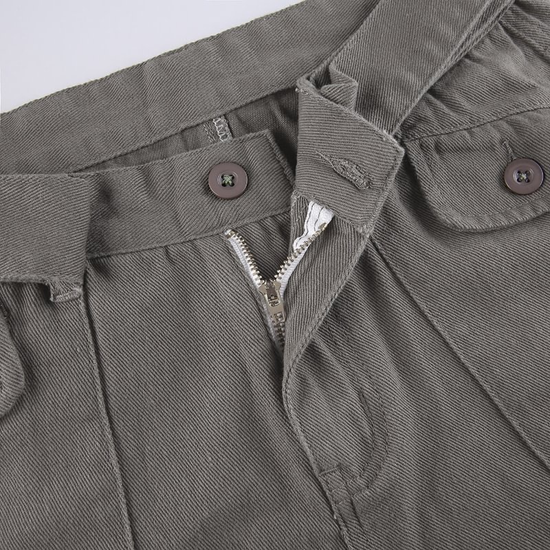 RETRO MULTI-POCKET DRAWSTRING WAISTBAND PANTS