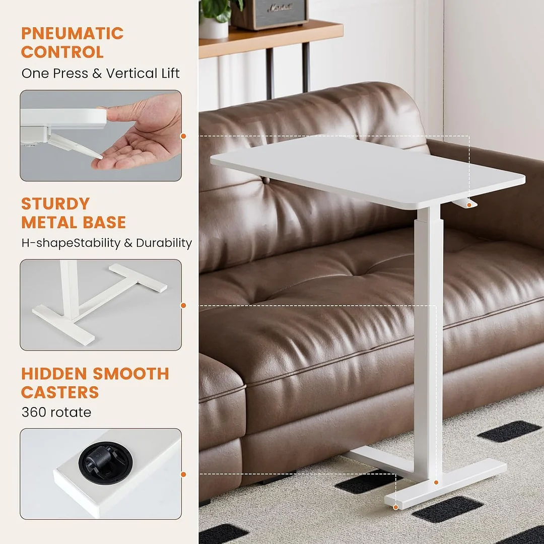 SAKER® Hidden Casters Adjustable Bedside Table