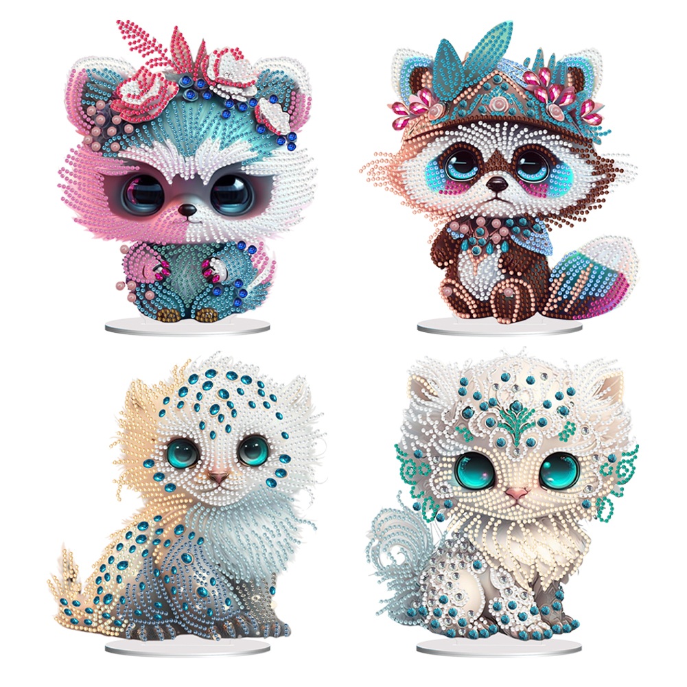 Acrylic Lion Raccoon Diamonds Painting Desktop Decorations for Office Decor