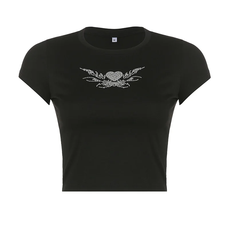 HEART WINGS RHINESTONE CROP TOP