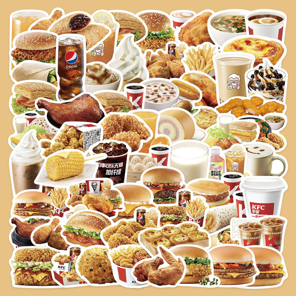 64pcs KFC Food Themed DIY Stickers