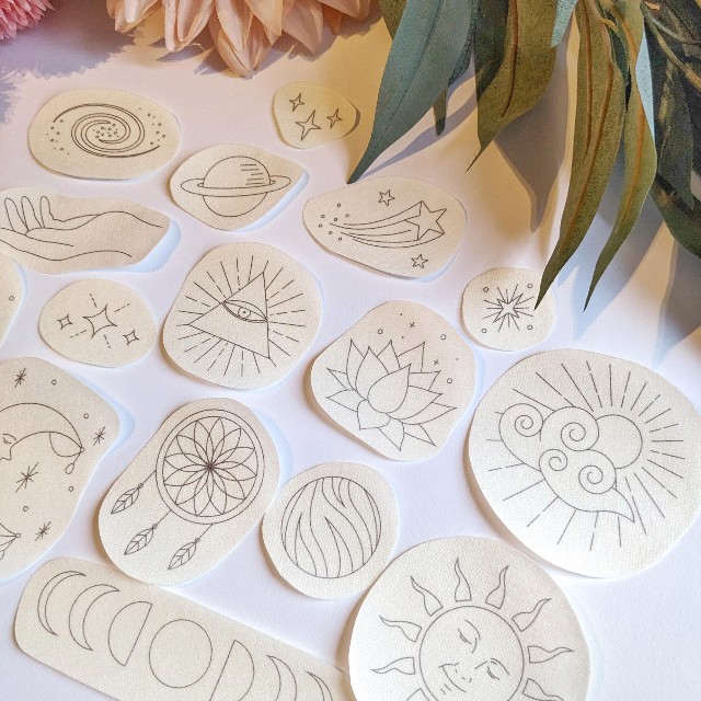 Water Soluble Moons and magic Embroidery Pattern，Peel and Stick ...