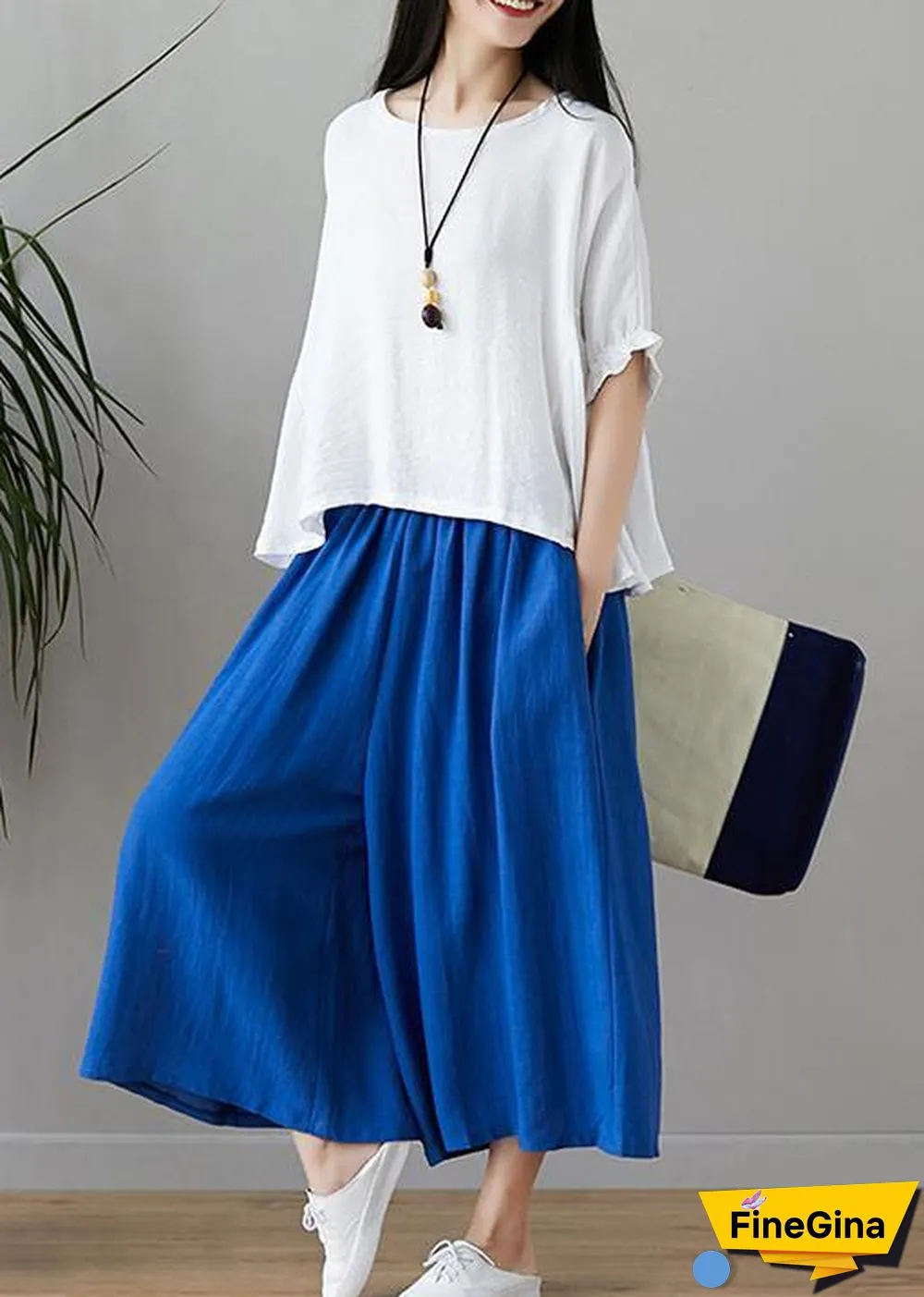 FineGina New fashion cotton and linen women loose large size was thin ...