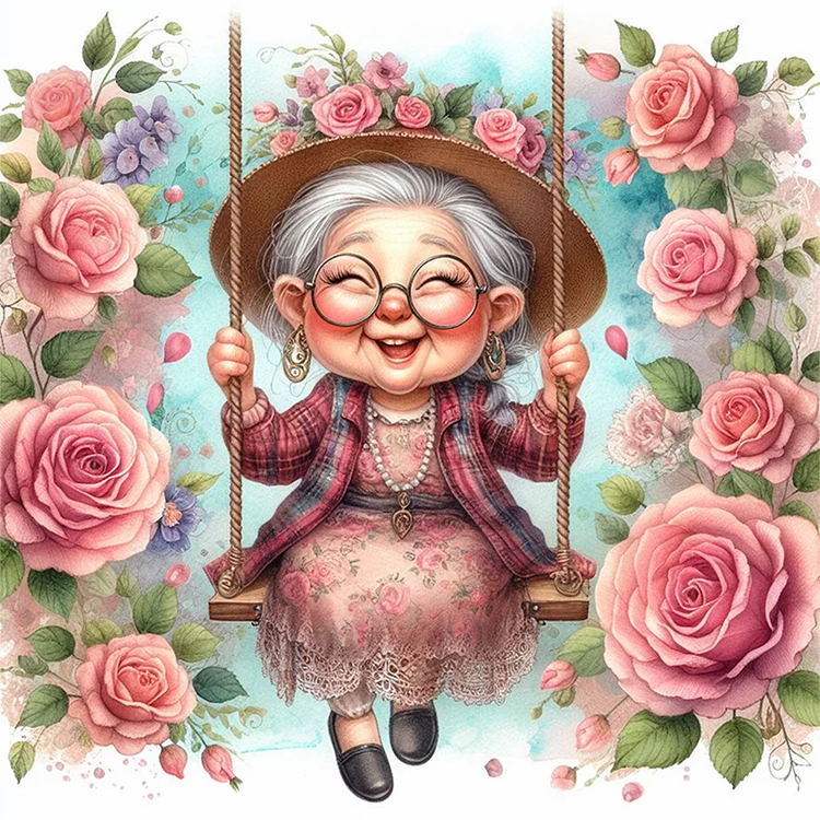 DIY Painting By Numbers | The Old Lady In The Flowers - 40cm*40cm