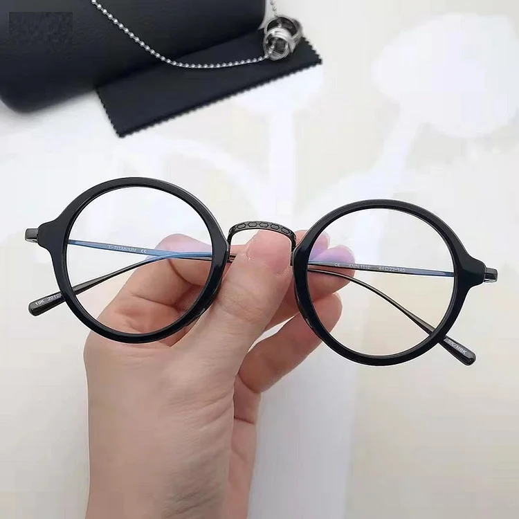 Japanese Handmade Pure Titanium Ultra-Light Glasses Frame Retro Round ...