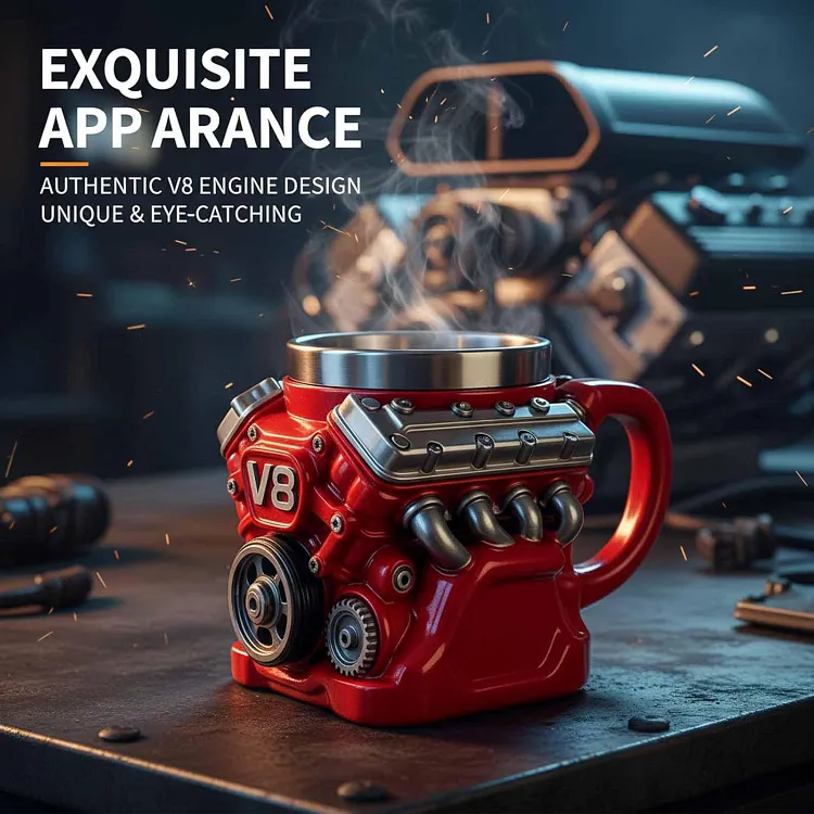 🔥LAST DAY 49% OFF🔥-Retro Engine Coffee Mug, V8 Engines Stainless Steel Cup