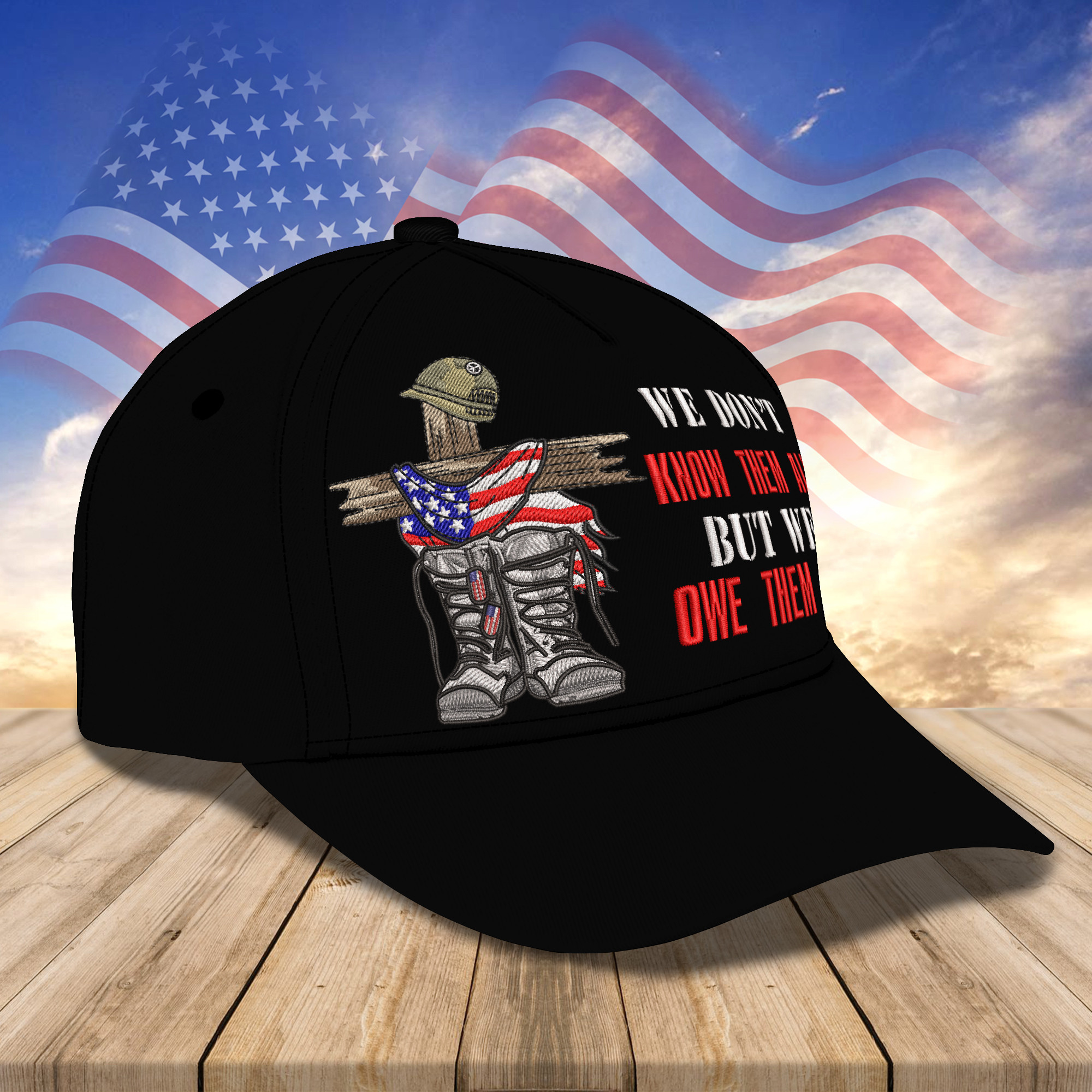U.S. Veteran Embroidered Cap: We Don't Know Them All But We Owe Them All