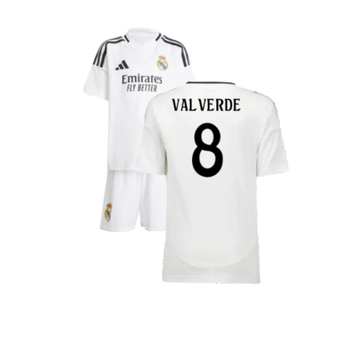 Real Madrid Federico Valverde 8 Home Shirt Kids Mini Kit 2024-2025