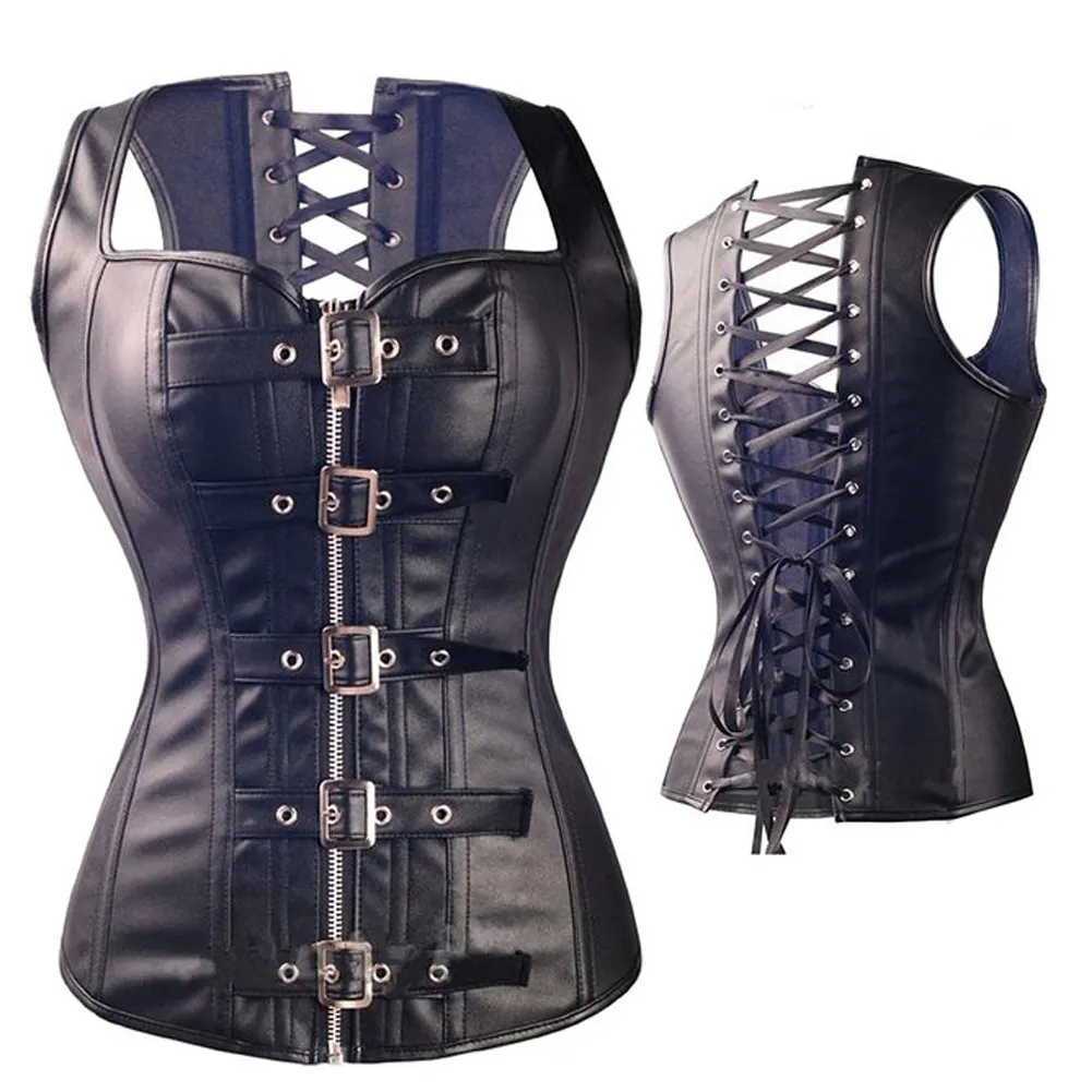 Billionm Style Imitation Leather Palace Corset Sexy Gathered Chest