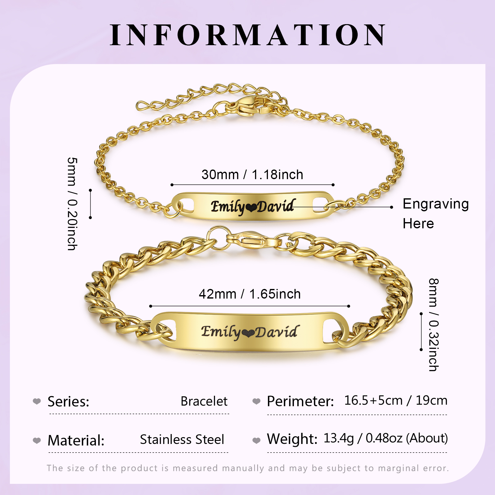 Personalized Couple Bracelets Custom Names Love Gifts