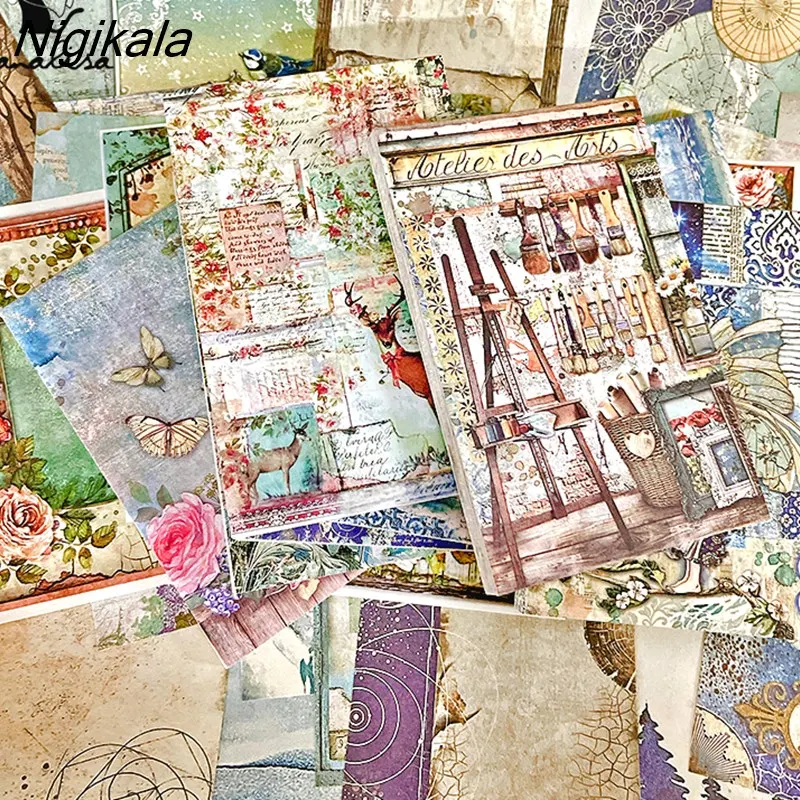 Nigikala 8 Styles of 60 sheets vintage patterned paper Scrapbooking ...