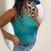 IRREGULAR CHECKERBOARD KNIT TANK TOP