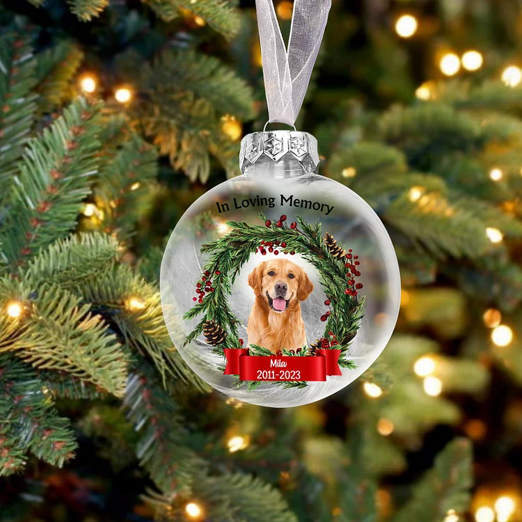 Memorial Ball Feather Ornaments Custom Photo & Text Christmas Hanging ...