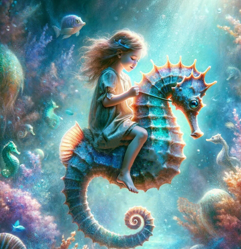 Luxury AB Velvet Diamond Painting Kit -Seahorse girl