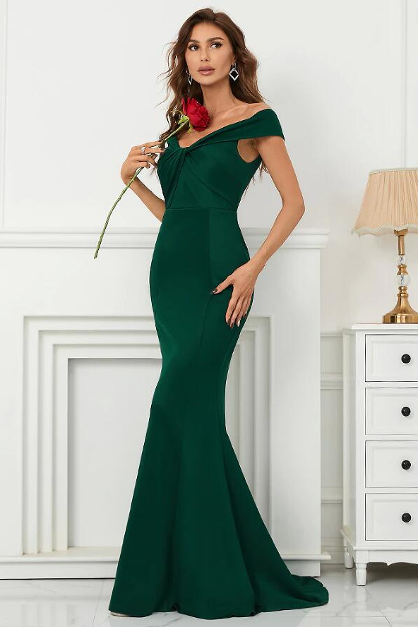Daisda Dark Green Off-The-Shoulder Mermaid Sweetheart Evening Dress On Sale