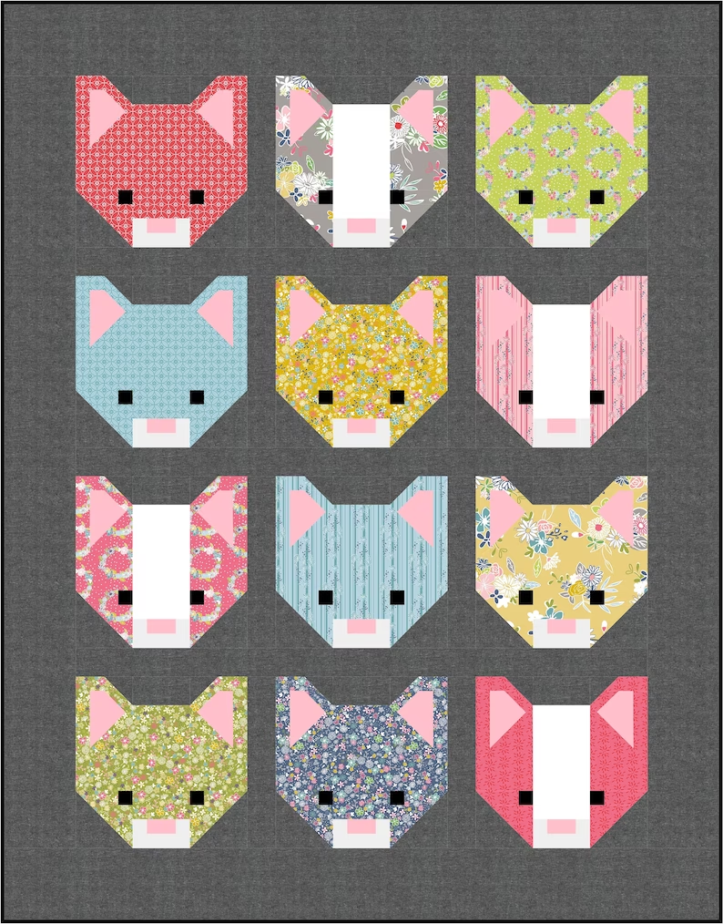 Cute CAT Quilt BLOCK Pattern