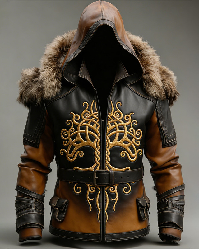 Men's Autumn/Winter Nordic Viking Theme Raven Embroidery Fashion ...