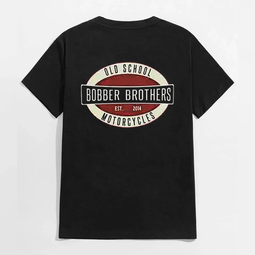 BOBBER BROTHERS Letter Monogram Casual Black Print T-shirt