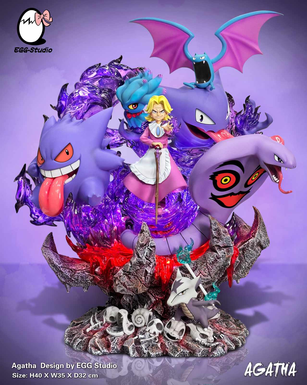 Ghost Type Elite Four Agatha with LED - Pokemon Resin Statue - EGGS Studios