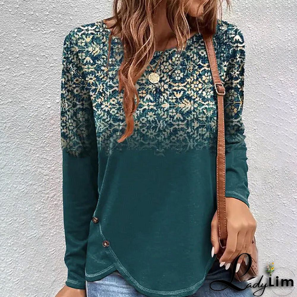 Irregular Gradient Print Blouse - Ladylim