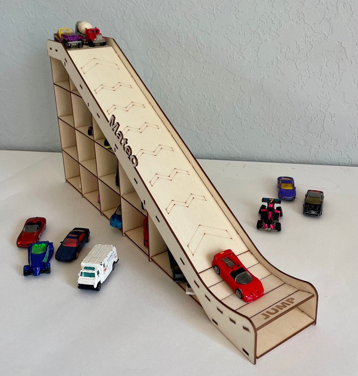 Personalized Wood Toy Car Ramp for Playing Storage and Display Gift Boy ...