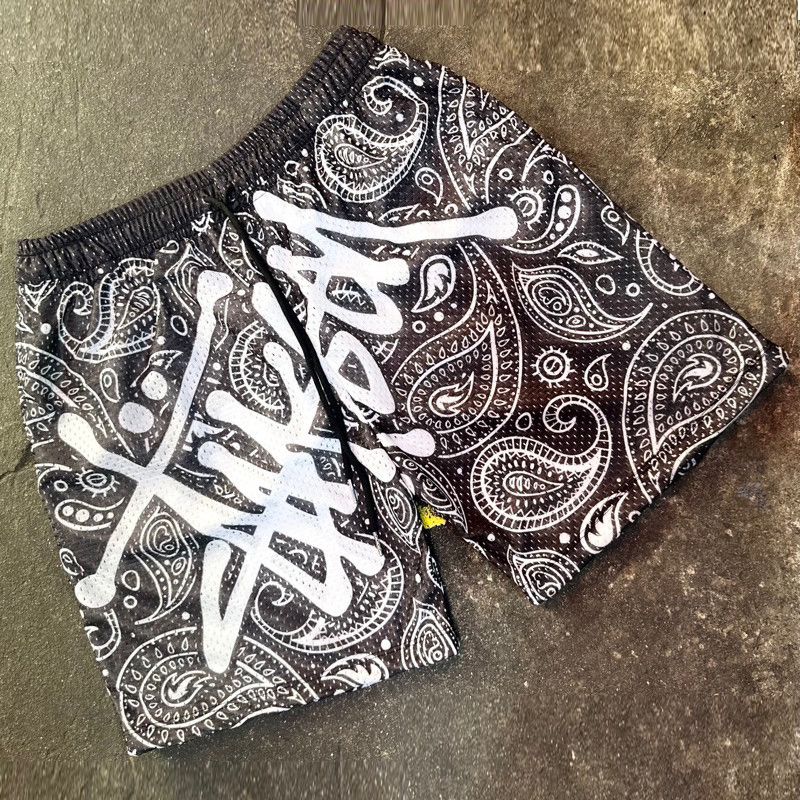 Paisley print mesh shorts