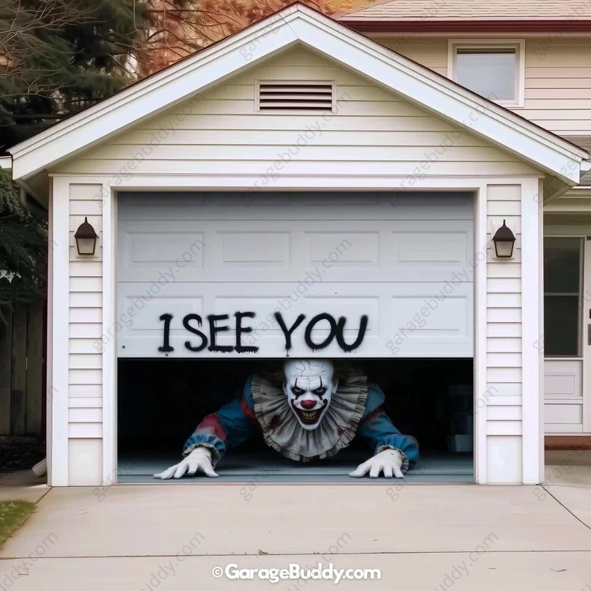 Peeking Clown | Halloween Garage Door Cover