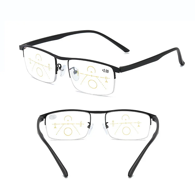 Women Men Rectangle Half-rim Ultralight Progressive Mutifocus Reading ...