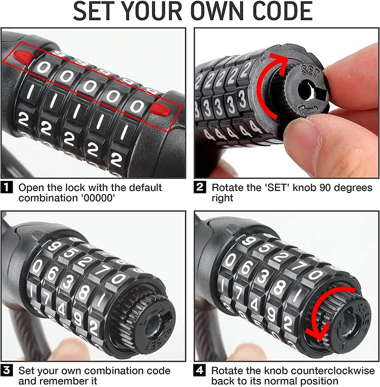 Scooter Lock Cable Bicycle Combination Locks Coiled Chain Lock Basic ...