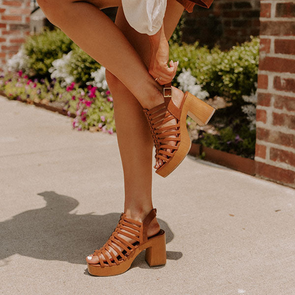 Fishbone Sandals Comfortable Low Heels Everyday All-match