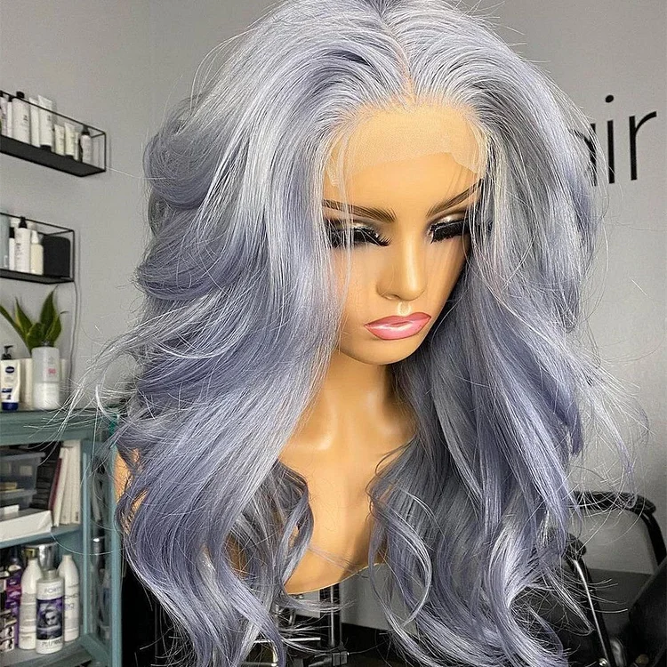 Silver Gray Natural Wave Lace Front Wig